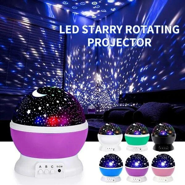 Color Changing LED Night Light Projector 360 Degree Automatic Rotating ...