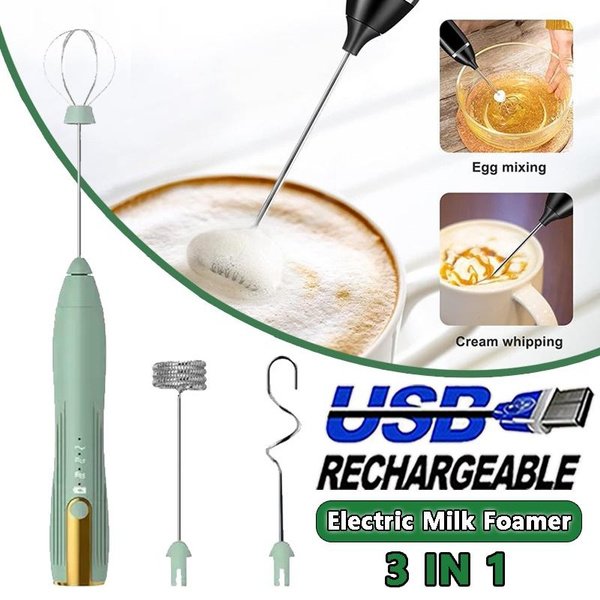 3 Speed Adujustable Mini Electric Milk Foamer Blender Rechargeable ...