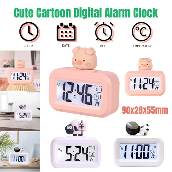 Digital Alarm Clock 3.5" Small Desk Clocks LED Display Cute Alarm Clock ...