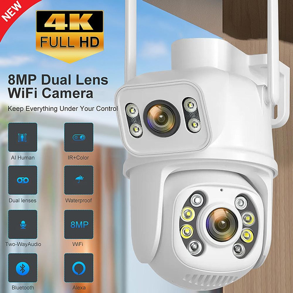 8MP 4K PTZ Wifi Camera Dual Lens with Dual Screen Ai Human Detect Auto ...