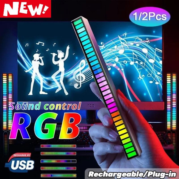 NEW USB Rechargeable/Plug-in RGB Music Sound Control 32 LED Floor Lamps ...