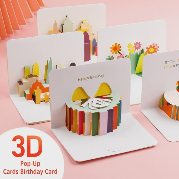 3D Folding Birthday Card Pop-Up Cards Cartoon Kids Holiday Gifts ...
