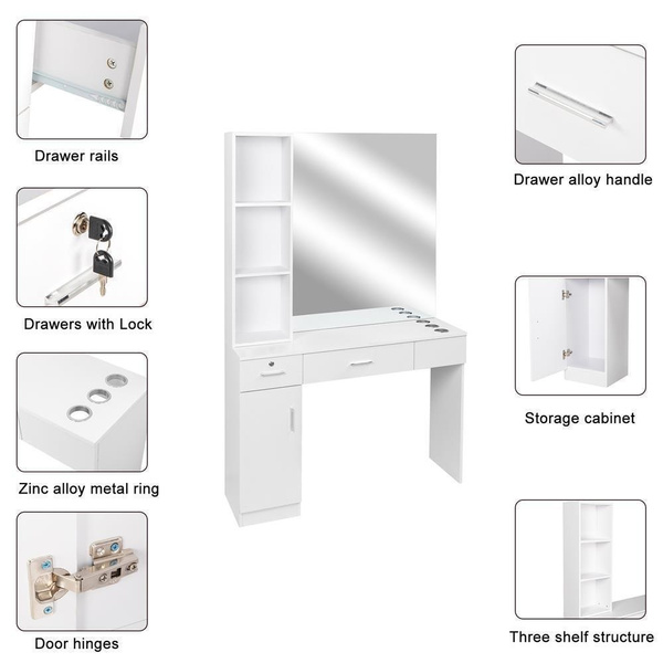 Wall Mount Salon Station with Mirror, Styling Station Barber Station ...