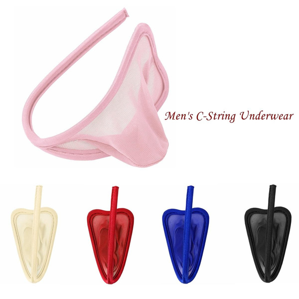 Men's Sexy Sheer Mesh C Shape String Bulge Pouch G-String Thong Briefs ...