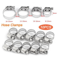 10pcs Adjustable Stainless Steel Screw Band Hose Clamps Fuel Pipe Gear ...