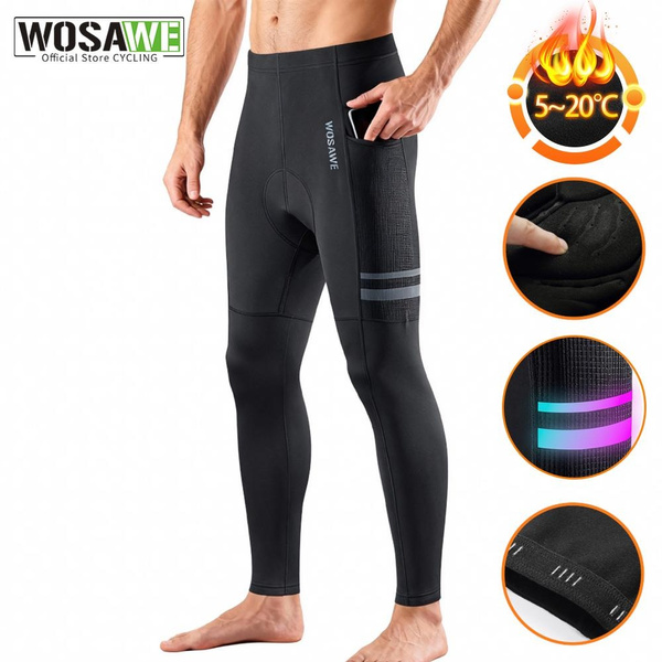 WOSAWE Men's Winter Cycling Warm Pants 3D Gel Padded Thermal Fleece ...