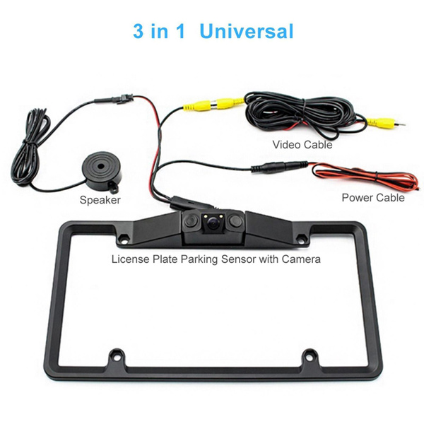 NEW 3 in 1 Car License Plate Frame Parking Sensor Radar Rearview ...