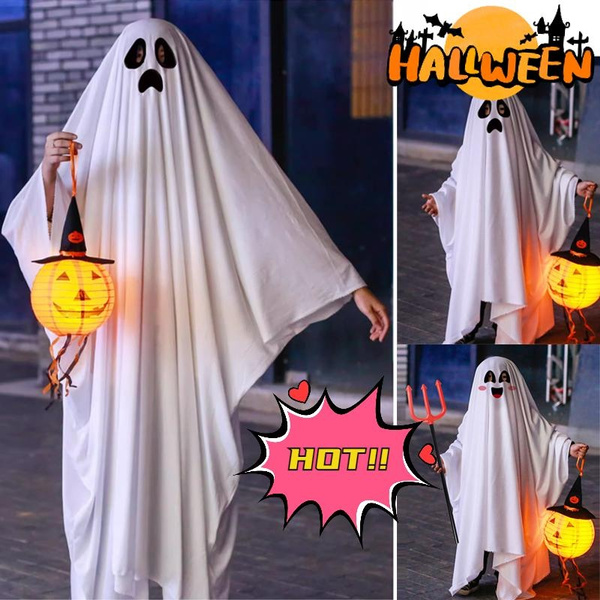 Cute kids Halloween horror Cloak Cape cosplay costume Ghost White ...