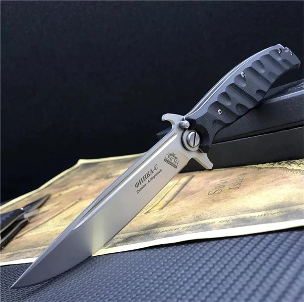 RUSSIA-HOKC Noks Finka Manual Open Bearing Folding Knife Single Edge D2 ...