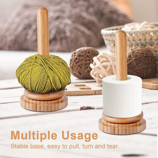 Spinning Wood Yarn Dispenser Thread Spool Holder Natural Wood Yarn ...