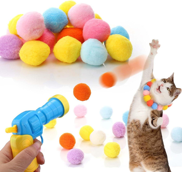 Cat Fetch Toy Gun Shooter,Cat Toy Ball Launcher Gun, Plush Ball ...