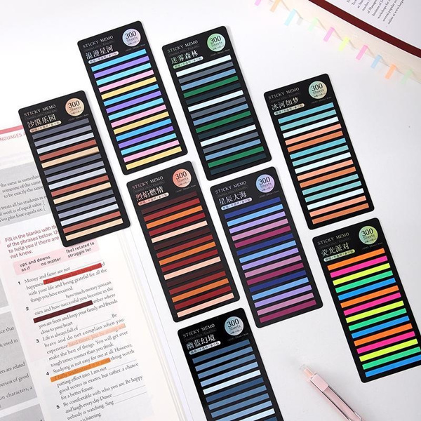 300 colored fluorescent stickers, semi transparent notes, notebooks ...
