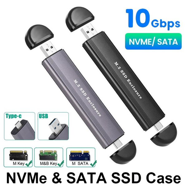 M.2 NVME SATA SSD Enclosure Adapter, 10Gbps USB 3.1 Gen 2 Enclosure ...