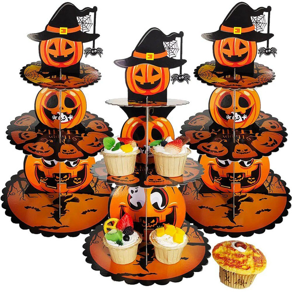 New 3-Layer Halloween Cupcake Stands Dessert Cupcake Paper Stand ...
