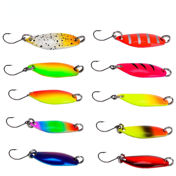 5PC Metal Spoon Lure Vibration Fishing Lures 3g Shore Casting Jig Bass ...