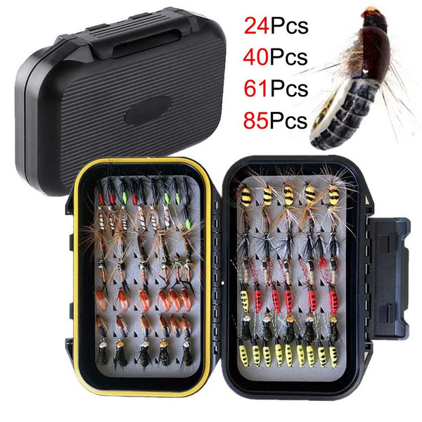 24-85-Pieces/Box Dry/Wet Fly Fishing Flies Kit Handmade Fly Fishing ...