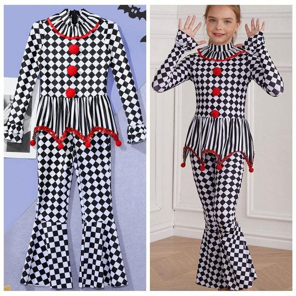 Clown Costume Jumpsuit for Children Kids Girls Halloween Circus ...