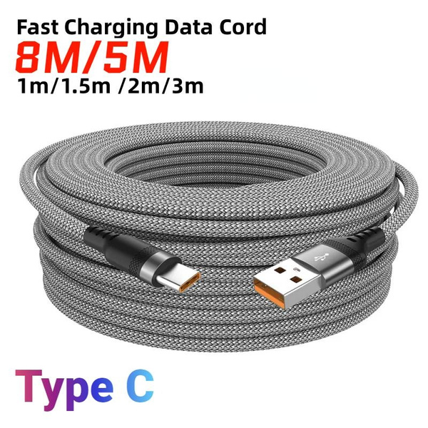 6A Extended USB TYPE-C Cable Braided Data Cable for Samsung Huawei ...