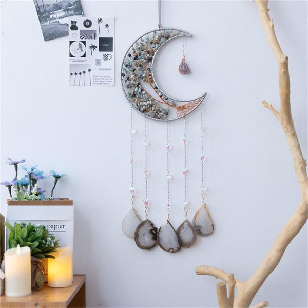 1 pc Crystal Natural Agate Wall Hanging Gem Dream catchers Room Window ...