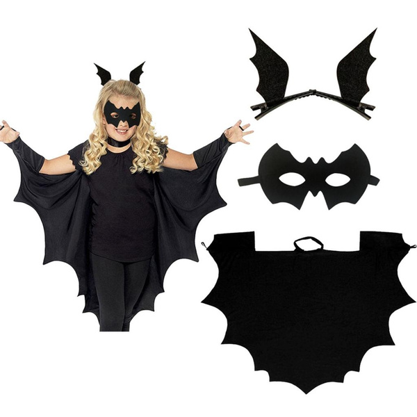 1Set Children Halloween Bat Costume Set Bat Wing Hair Clip Bat Eye Mask ...