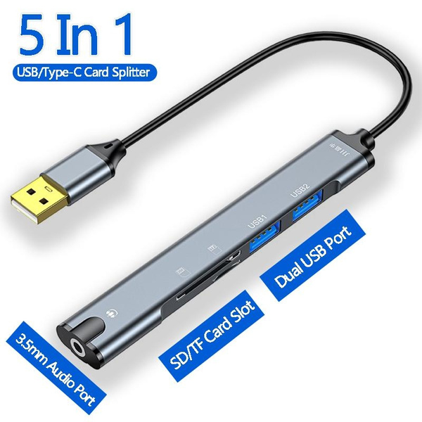 5 in 1 USB/Type C Hub PD Docking Station USB Splitter Expander SD TF ...