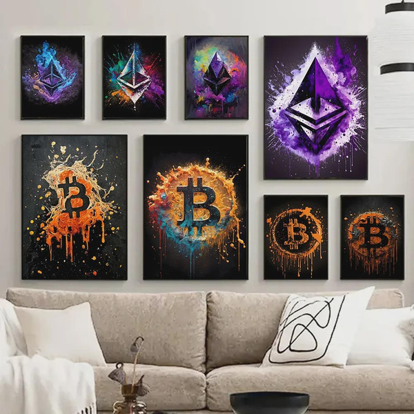 Graffiti Crypto Bitcoin Ethereum Poster Prints For Living Room Home ...