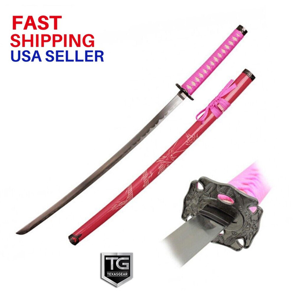40" Pink KATANA Sword DRAGON Carbon Steel Blade SAMURAI Collectible w ...