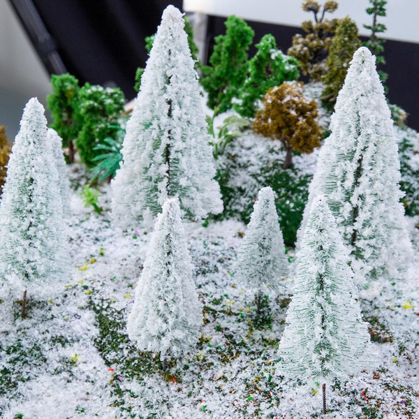 3pcs 6-12cm Model White Cedar Miniature Trees Winter Scenery Landscape ...