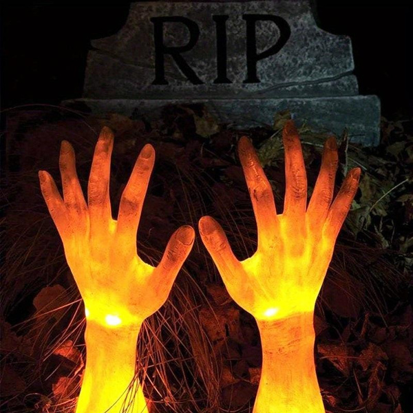 Solar Luminous Zombie Hands Garden Pathway Lights Horror House ...