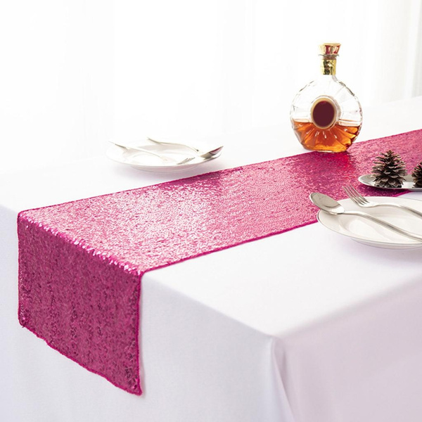 Hot Pink Sequins Table Runner Decorative Table Runner Tablecloth for ...