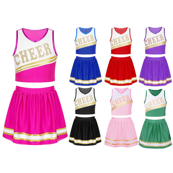 Girls Cheer leader Uniform Outfit High School Cheerleading Costume ...