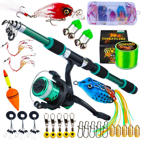 Sougayilang Fishing Rod Combo Accessory Full Kits 1.8M/5.9FT Travel Telescopic Fishing Rod with ...