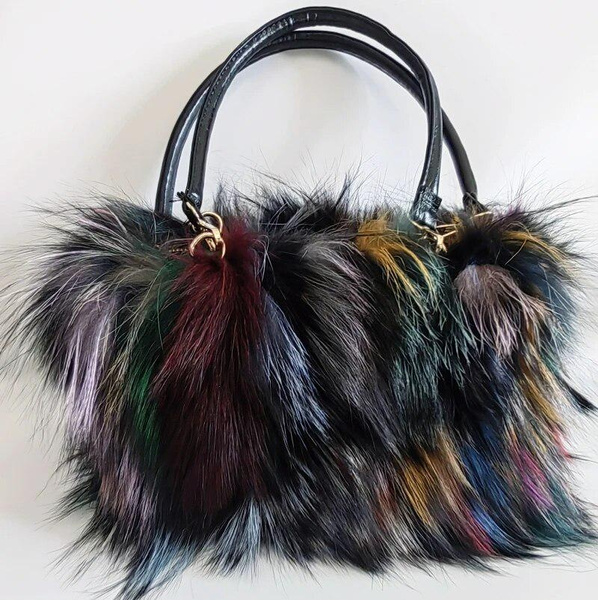 Luxury Real Fox Fur Woman Tote Shoulder Bag Winter Party Bag Ladies ...