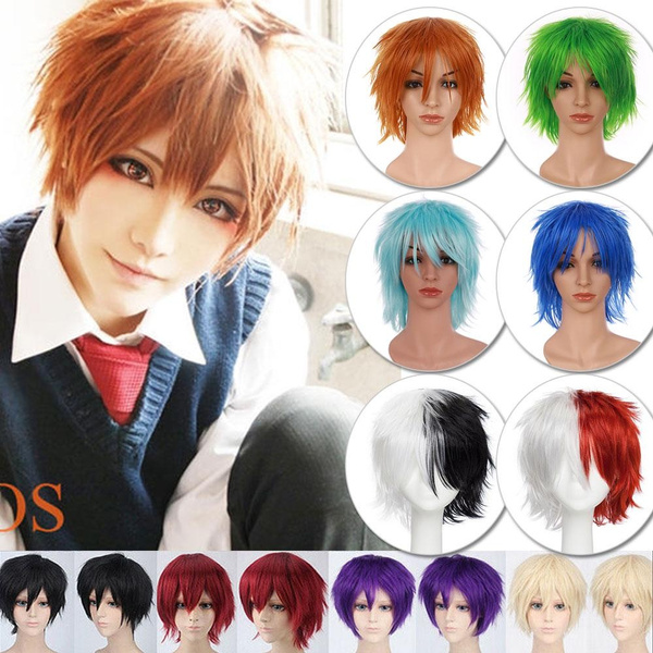 Halloween Short Hair Cosplay Wigs Fluffy Layered Straight Unisex Anime ...