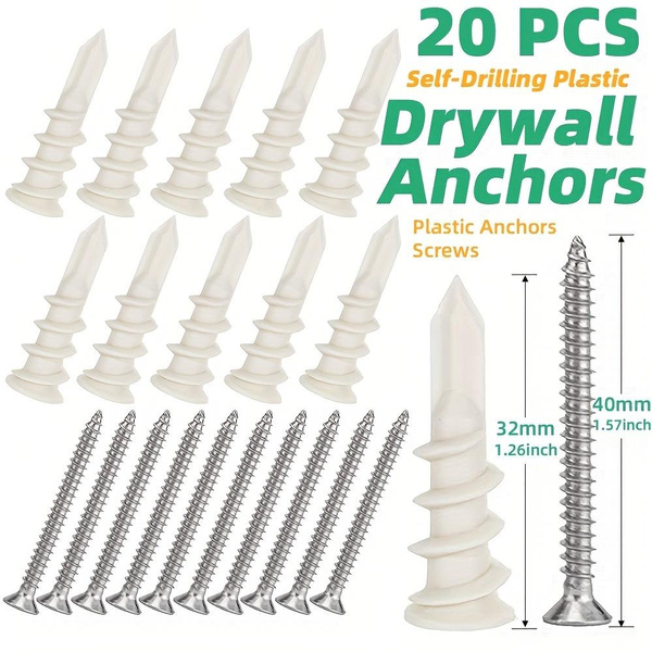 20pcs #8 Self-Drilling Drywall Anchors with Screws for Hanging and ...