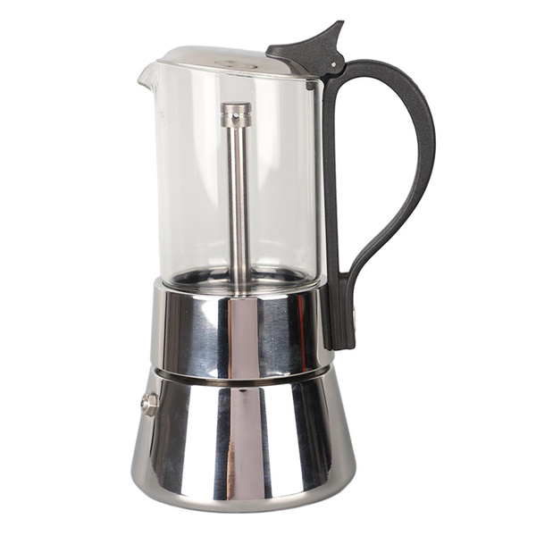 Moka Pot Crystal Glass Top, 4 Cup Stovetop Coffee Maker, Stainless ...