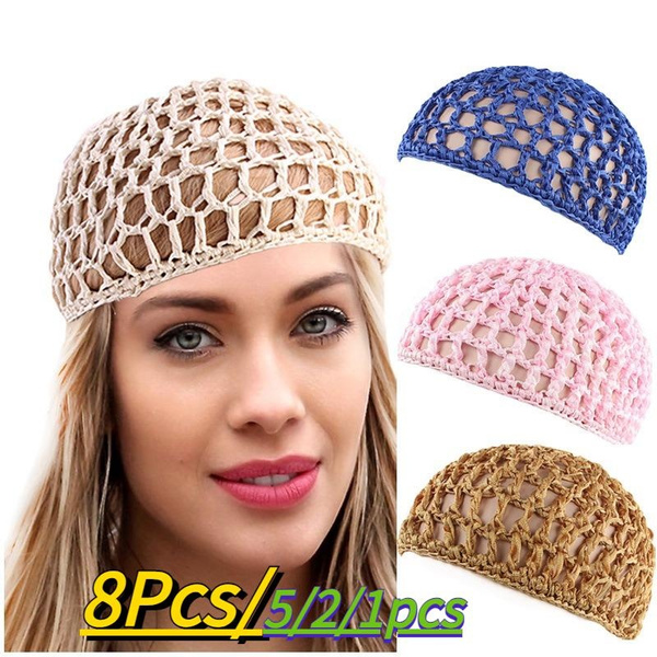 8/5/2/1Pcs Soft Knit Hair Net Rayon Knit Snood Hat Mesh Hair Care Cap ...