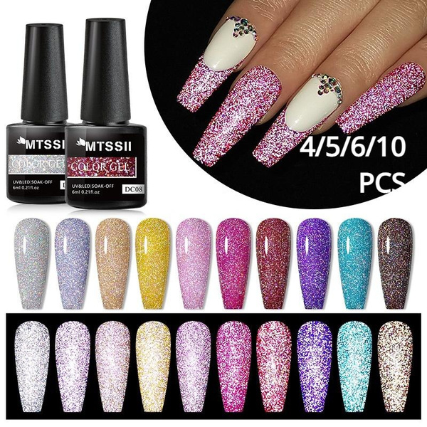 MTSSII 4/5/6/10PCS Reflective Glitter Gel Nail Polish Nail Gel Kit Nail Art Vernish Semi ...