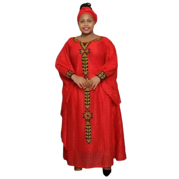 Fashion African Dresses for Women Muslim Lace Boubou Traditional Africa ...