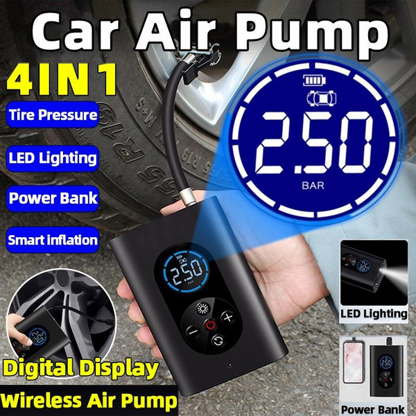 Car Air Pump Wireless Portable Compressor LCD Digital Display Handheld Electric Car Tire ...