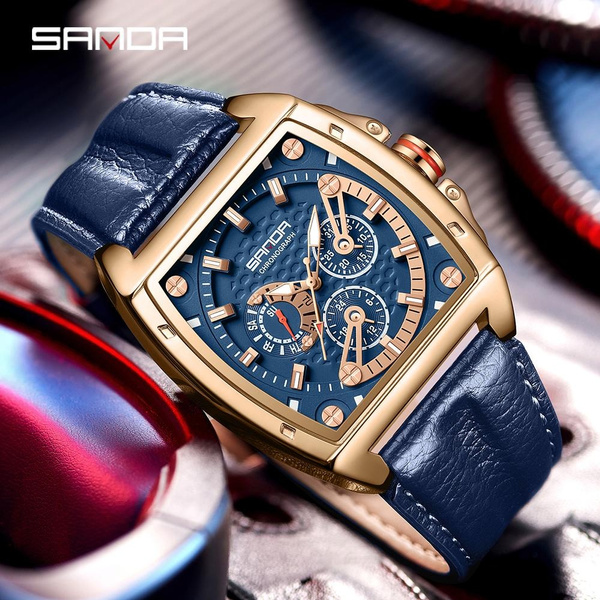 SANDA Tonneau Casual Men Watches Luxury Men's Watches High Quality ...