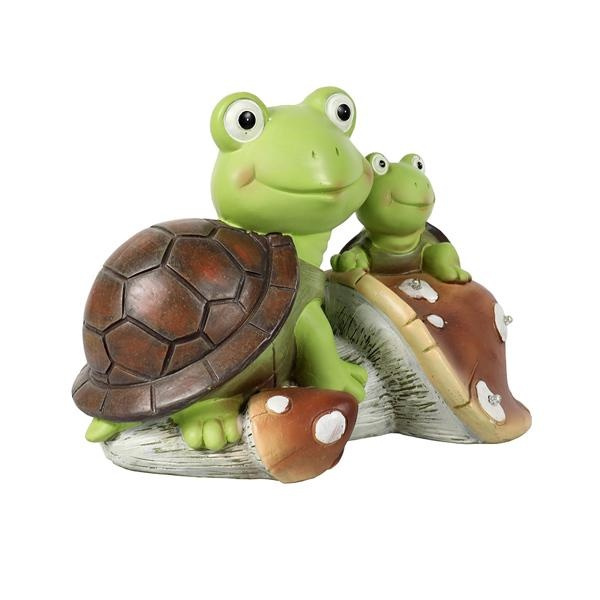 Garden Statue Cute Frog Face Turtles Figurines,Solar Powered Resin ...