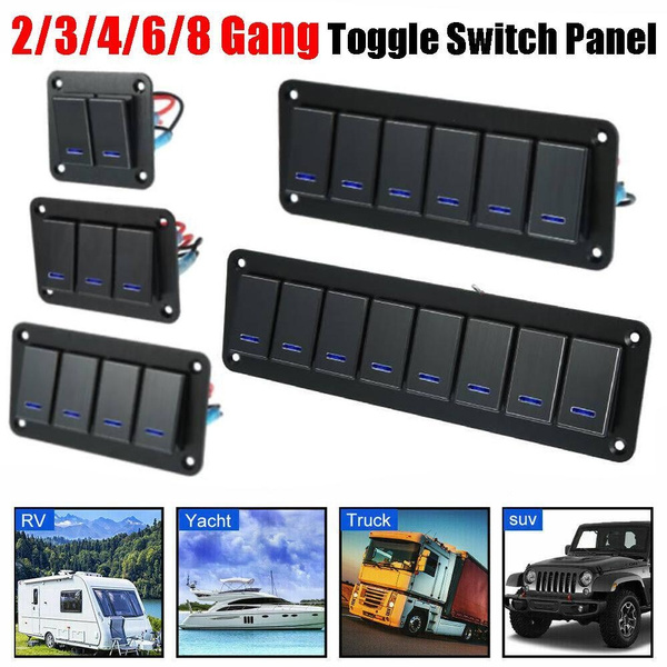 Waterproof 2/3/4/6/8 Gang 12V/24V Toggle Switch Panel Rocker Switch ...