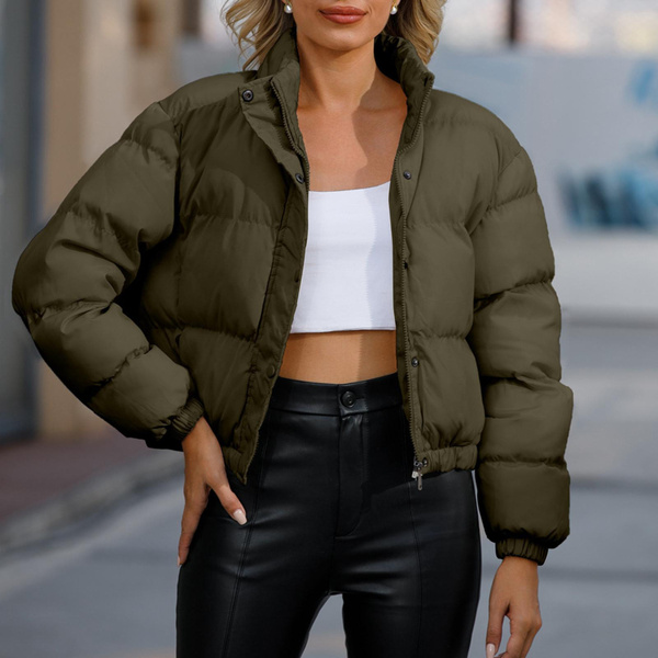 Women Zipper Coat Women Cotton-padded Jacket Women's Autumn Winter Down Cotton-padded Jacket ...