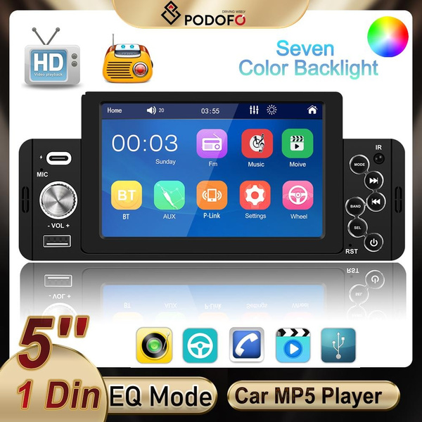 PODOFO 1 Din 5'' HD Touch Screen Smart Monitor Universal Car Physical ...