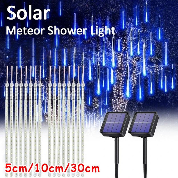 LED Solar Meteor Shower Lights Waterproof Falling Raindrop Fairy String ...