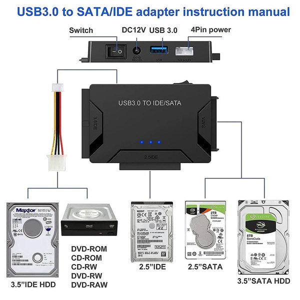 SATA to USB IDE SATA Adapter to USB3.0 USB3 Sata Cable for 2.5 3.5 Hard Disk Drive HDD SSD ...