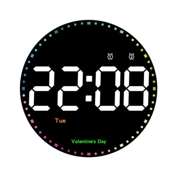 10 Inch LED Round Alarm Clock Large Screen Digital Wall Clock 12/24 ...