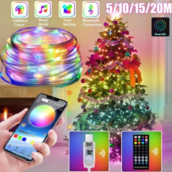 5/10/15/20M IP65 Smart Garland String Lights PVC RGB IC Fairy Christmas ...