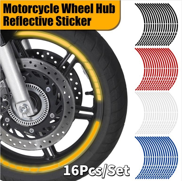 16Pcs/Set Car Styling Strips Reflective Bike Motorcycle Wheel Stickers ...